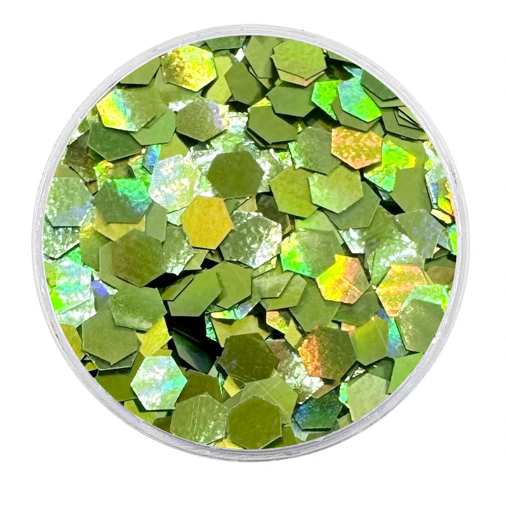Biodegradable Holographic Apple Green Glitter - Chunky Hexagons Glitte ...
