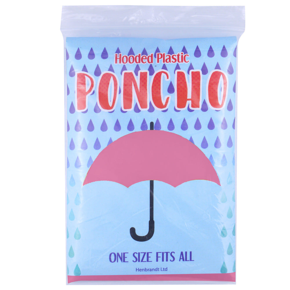 Henbrandt Plastic Poncho - Pastel Pink – www.festivalglitter.co.uk