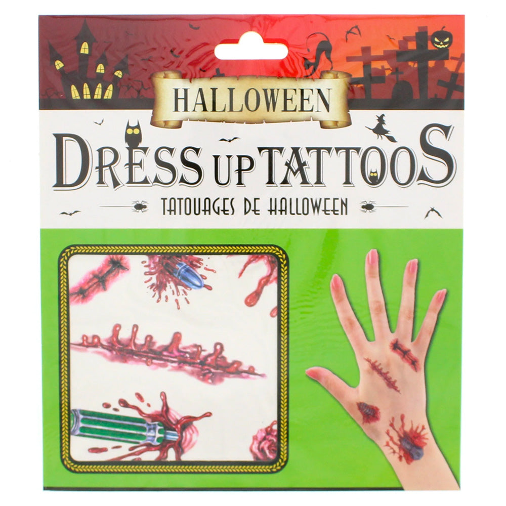 Halloween Hand Tattoos - Syringe & Scars (Green Set) – www ...